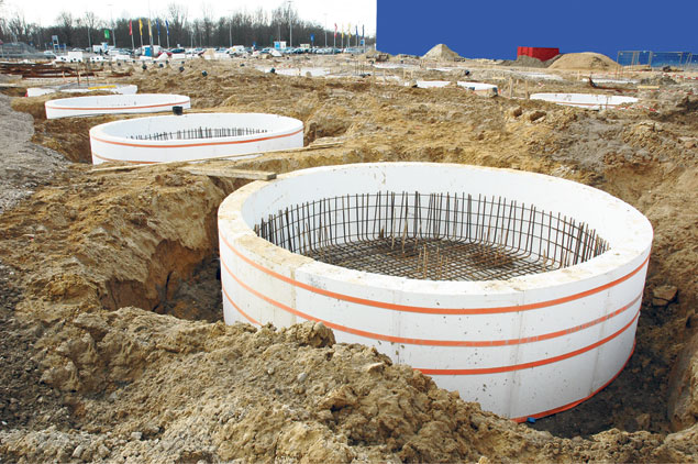 Ronde eps-bekisting voor groot funderingswerk