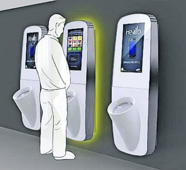 Interactief urinoir met beeldscherm