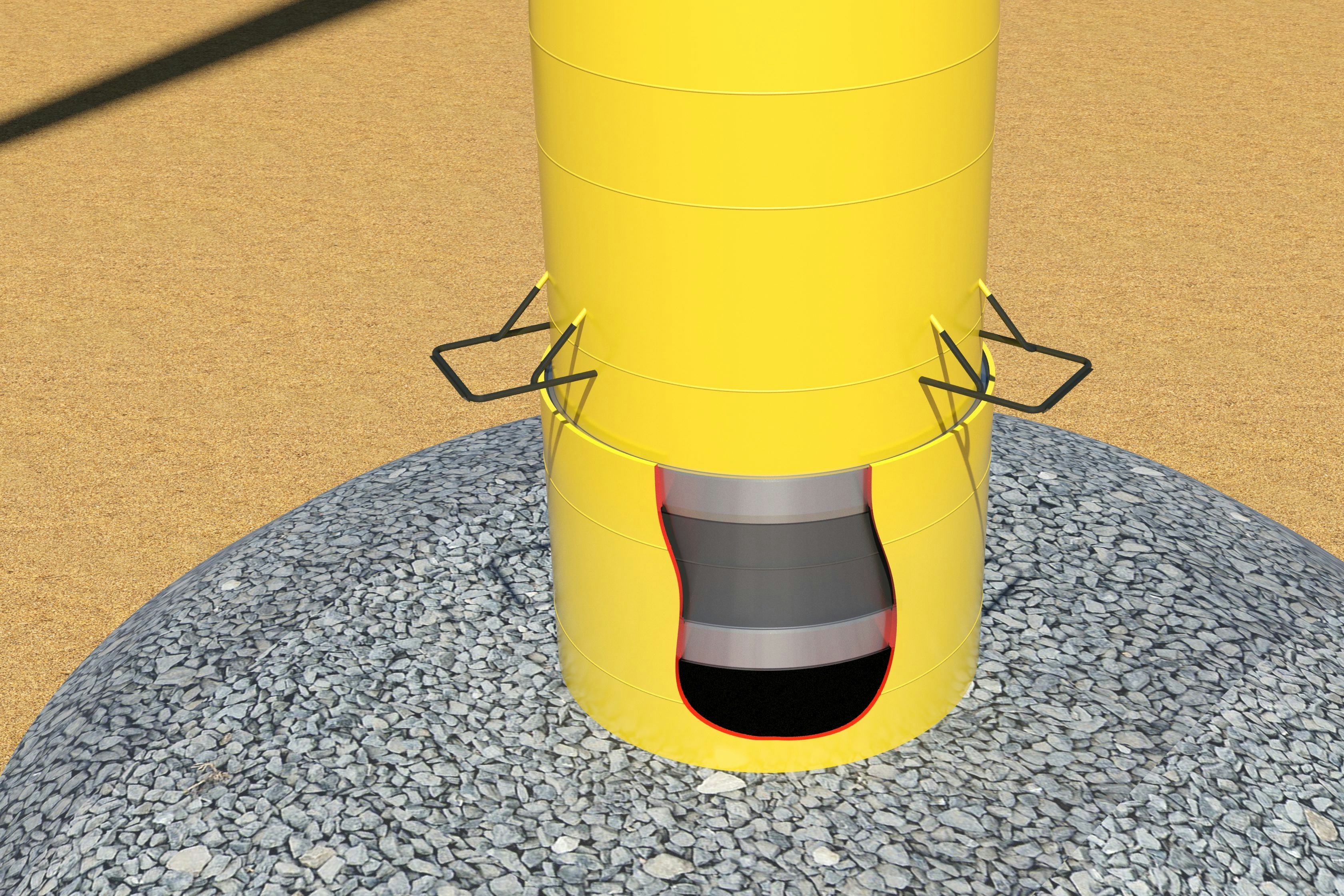 Windmolen in oogwenk op zijn plek met dubbele slip joint